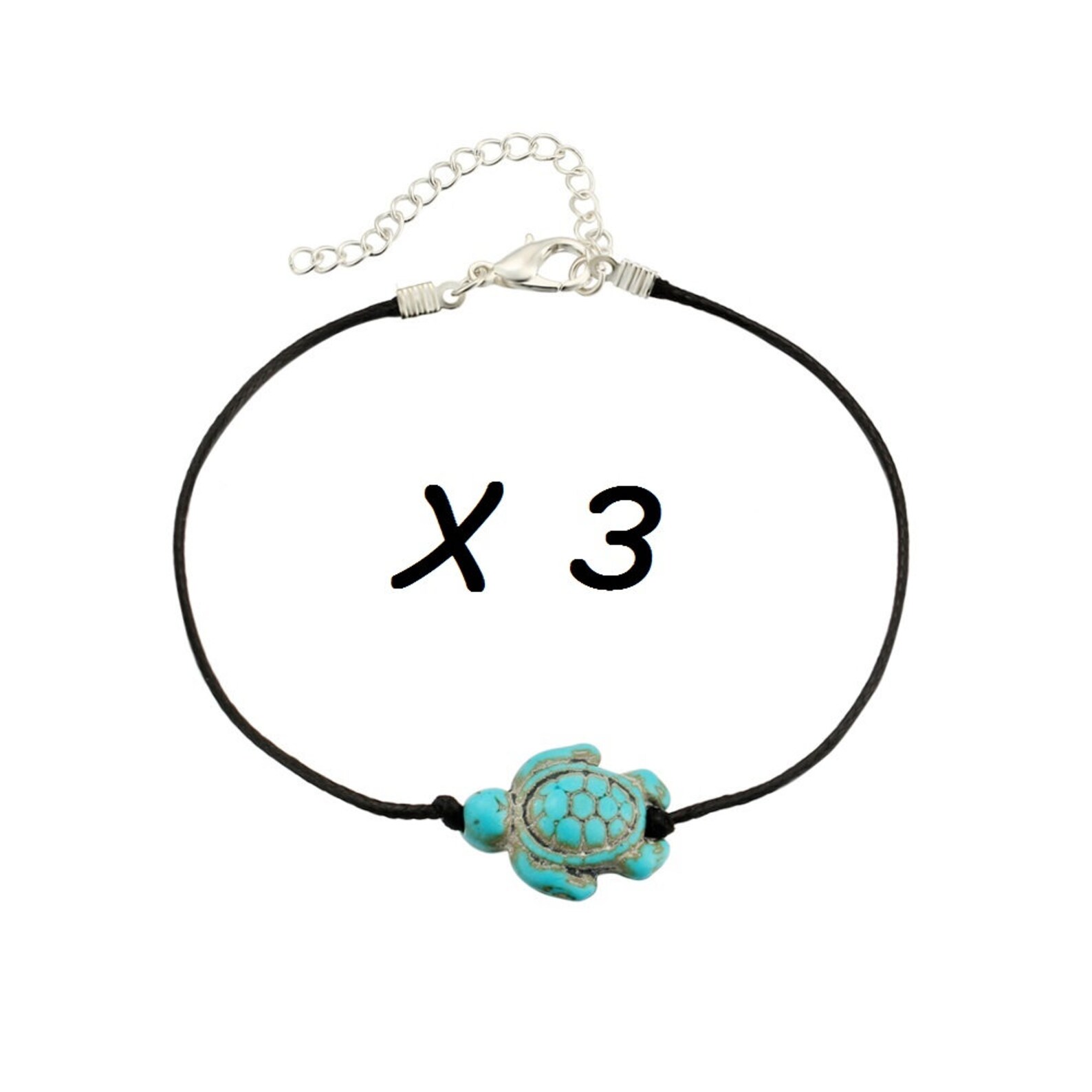 Genuine Leather & Turquoise Turtle Ankle Bracelet - Etsy