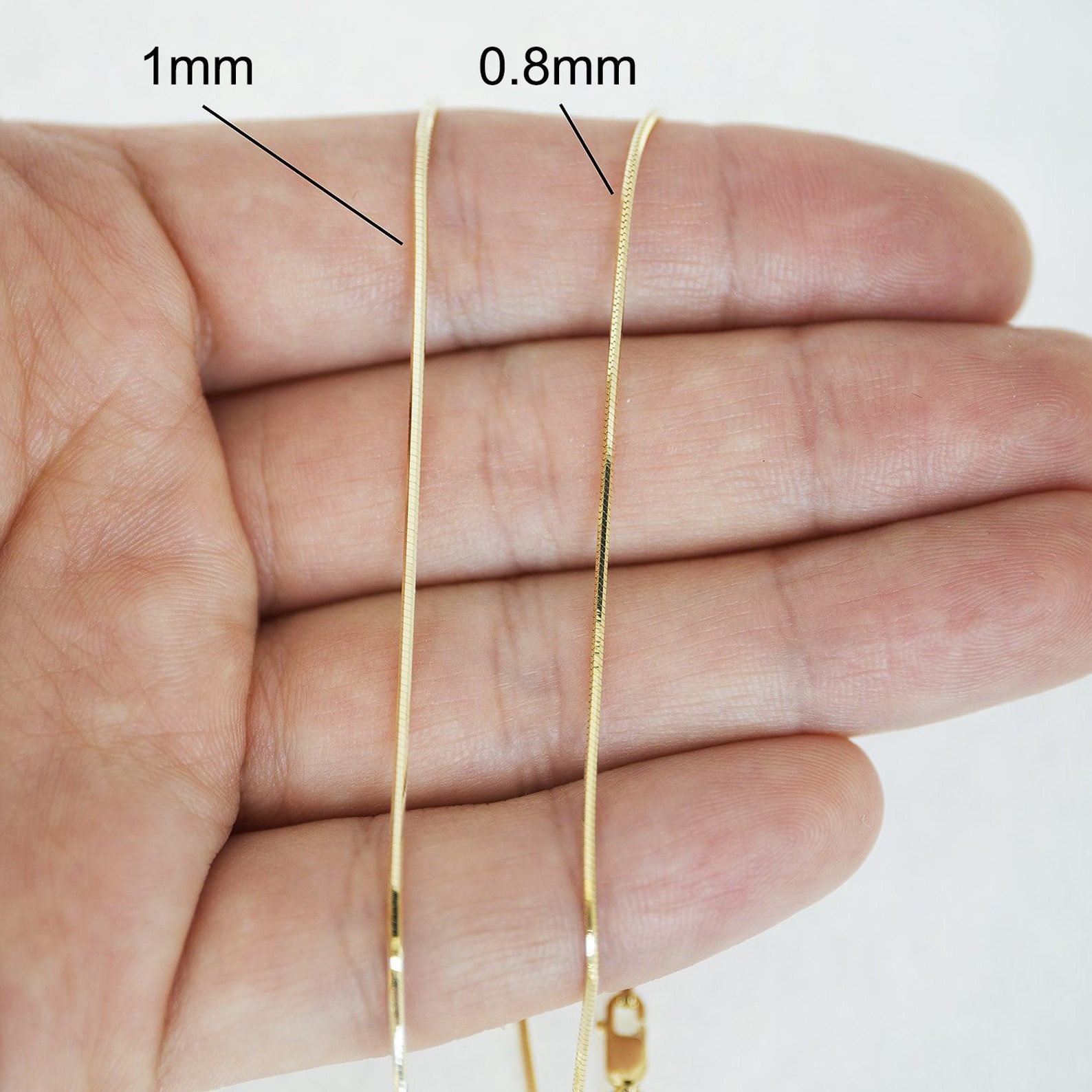 14K Yellow Gold 0.8mm Octagonal Snake Pendant Chain FREE - Etsy