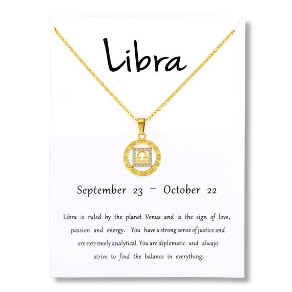 Stainless Steel Gold Plated Libra Zodiac Astrology | Etsy