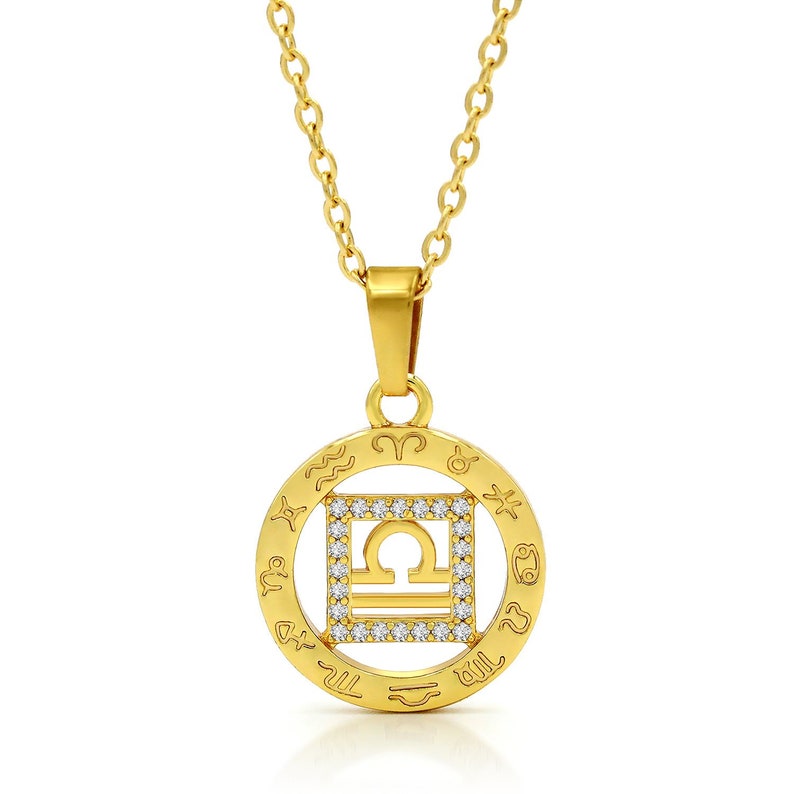 Stainless Steel Gold Plated Libra Zodiac Astrology - Etsy