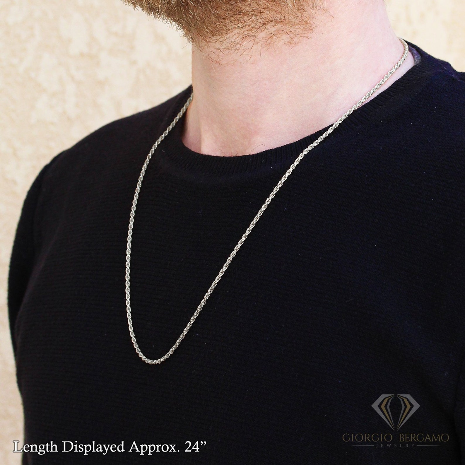 925 Italian Sterling Silver 2.5mm Solid Rope Diamond Cut - Etsy