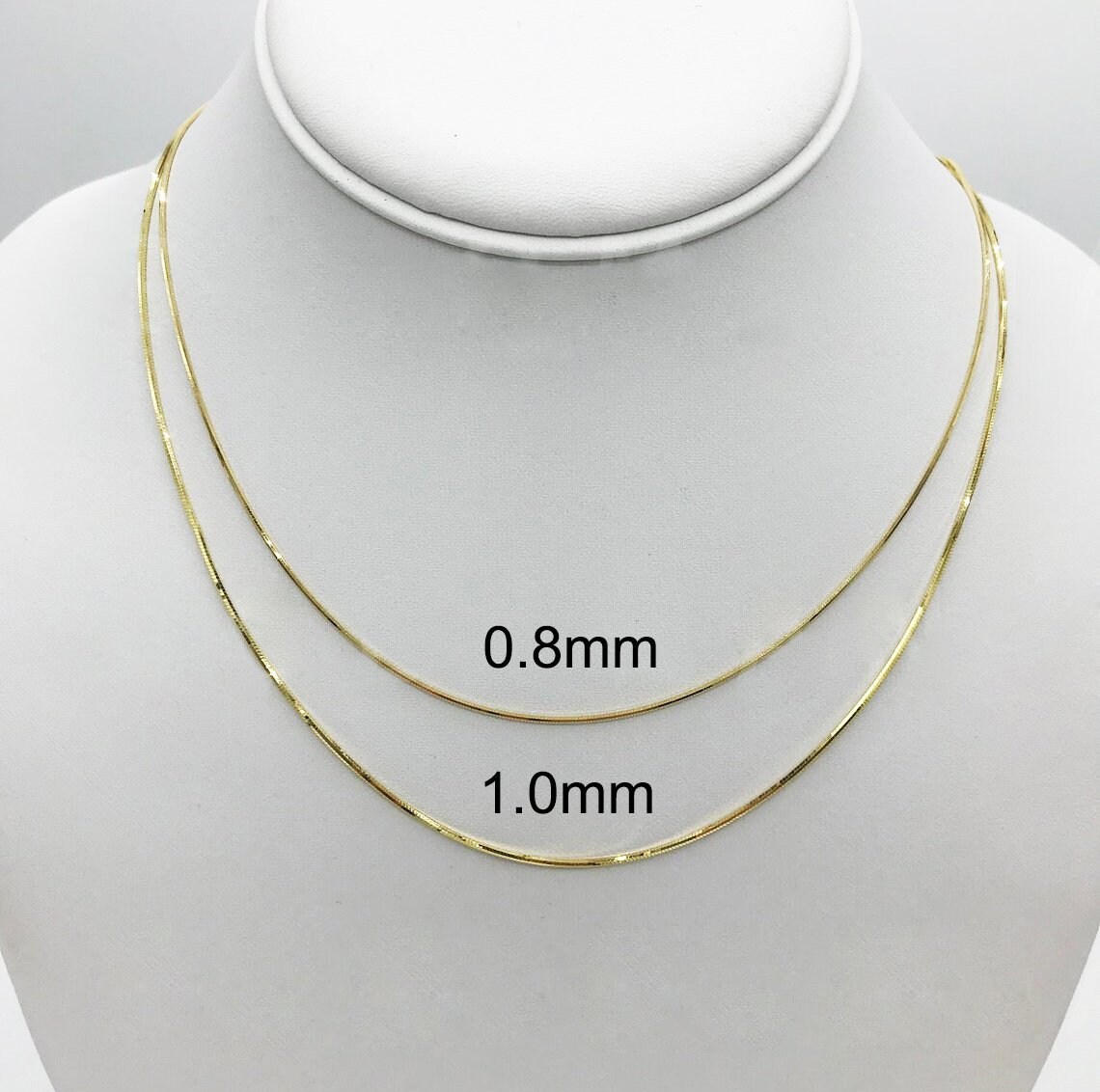 14K Yellow Gold 0.8mm Octagonal Snake Pendant Chain FREE | Etsy