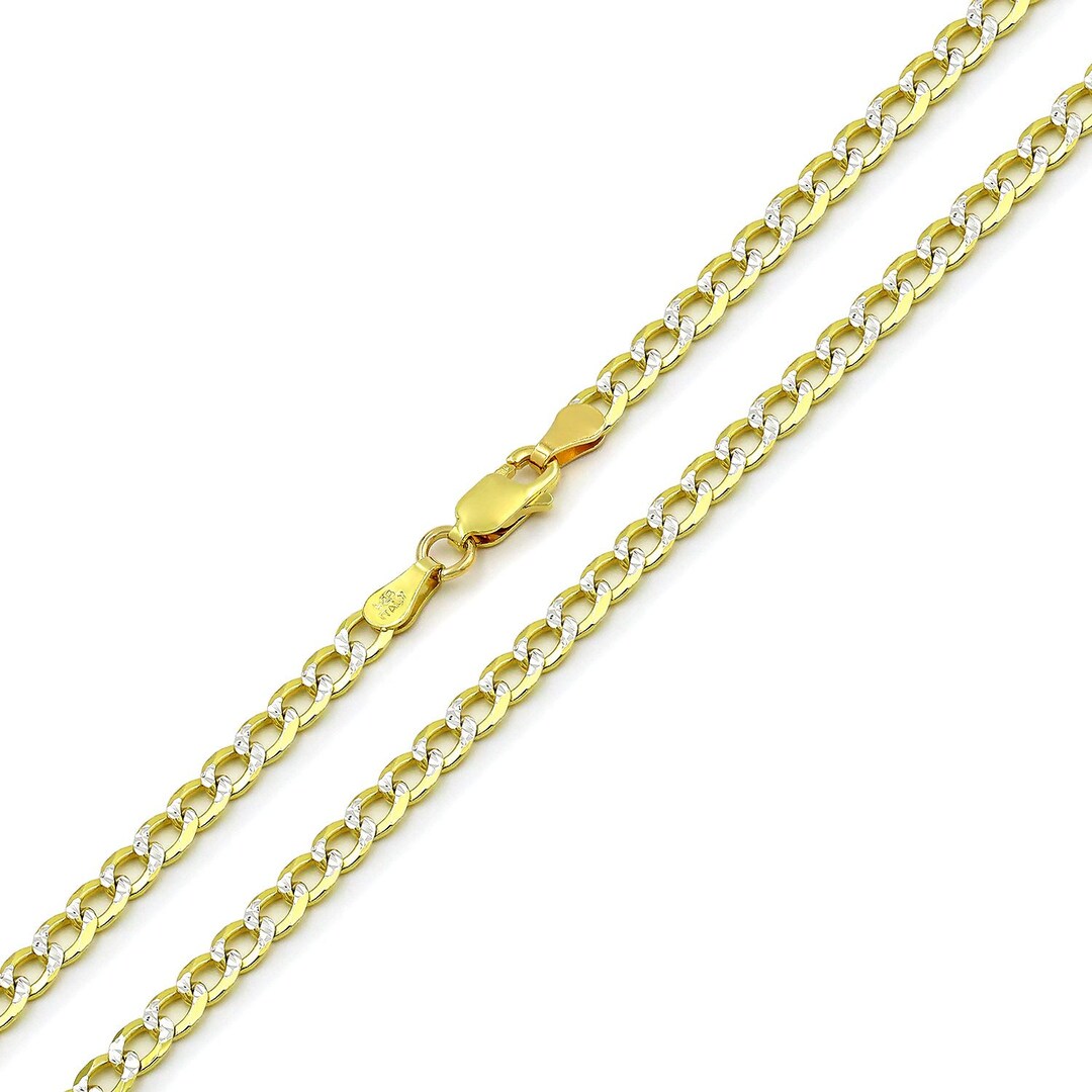 925 Italian Sterling Silver 3.5mm Solid Cuban Diamond Cut Chain, FREE ...
