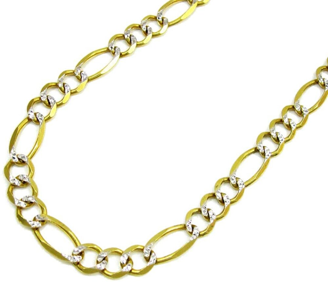 14K Yellow Gold 3mm Solid Figaro Diamond Cut Chain Diamond - Etsy