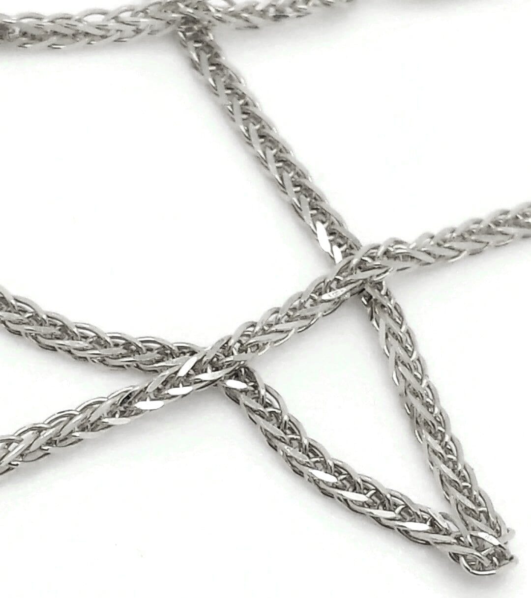 14K White Gold Square Wheat 2mm Diamond Cut Chain FREE - Etsy