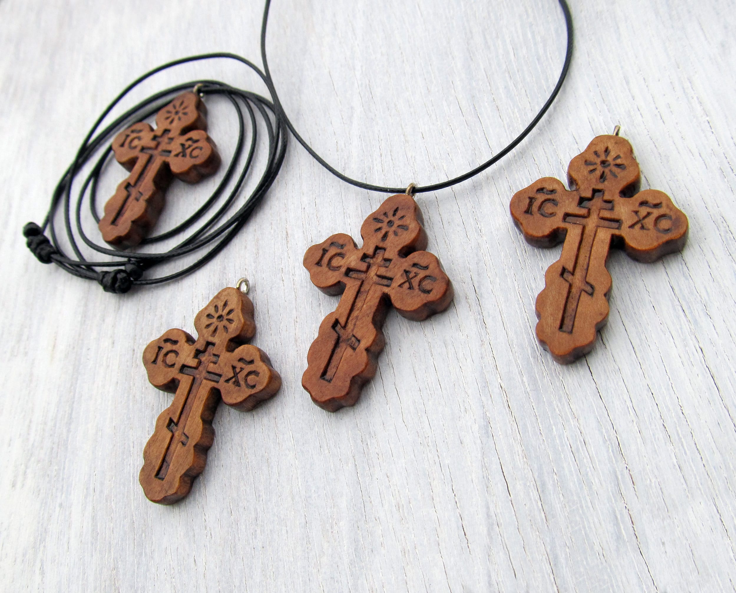 Orthodox Cross Wood Necklace St. Olga Handmade, Russian Byzantine ...