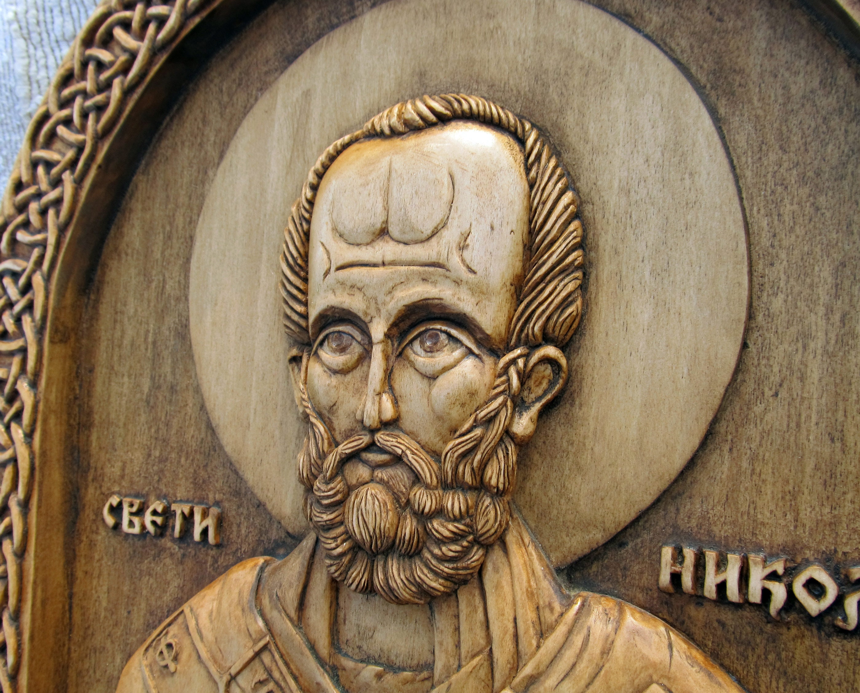 Saint Nicholas Orthodox Icon Handmade Wood Carving, Nicholas of Myra ...