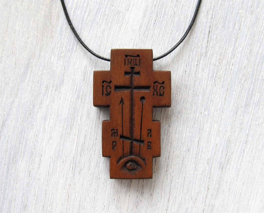 Orthodox Cross Necklace Wood Calvary Golgotha Handmade Pendant, Three ...