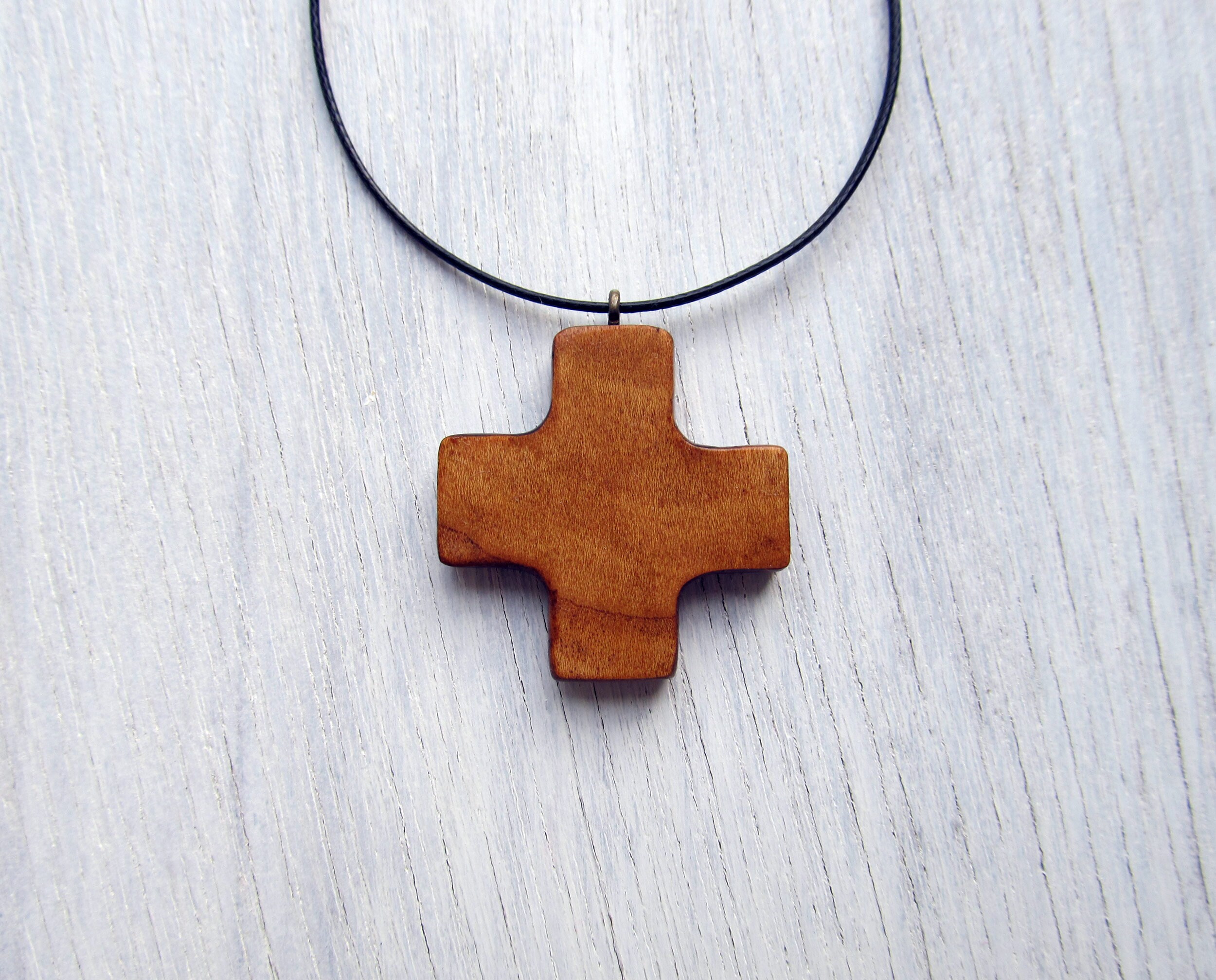 Wooden Greek Orthodox Cross Necklace Phos Zoe Hand Carved - Etsy