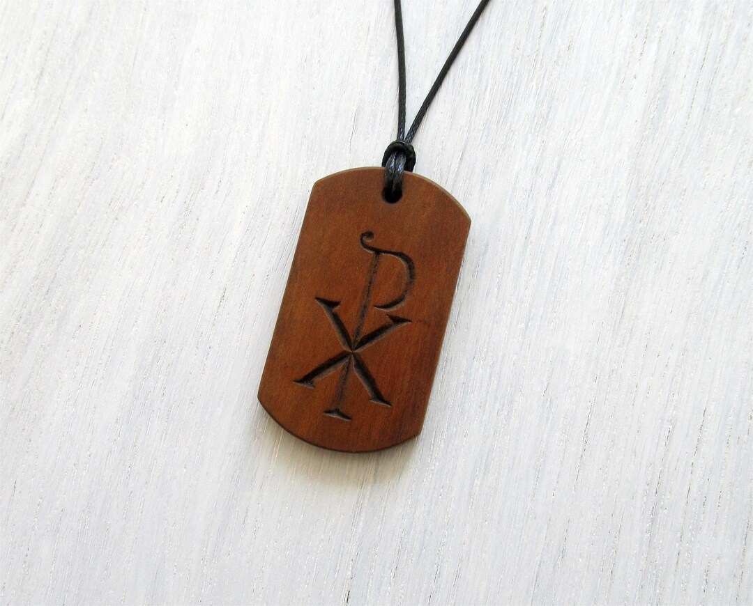 Chi Rho Byzantine Christogram Necklace Wooden Handmade 2" Dog Tag ...