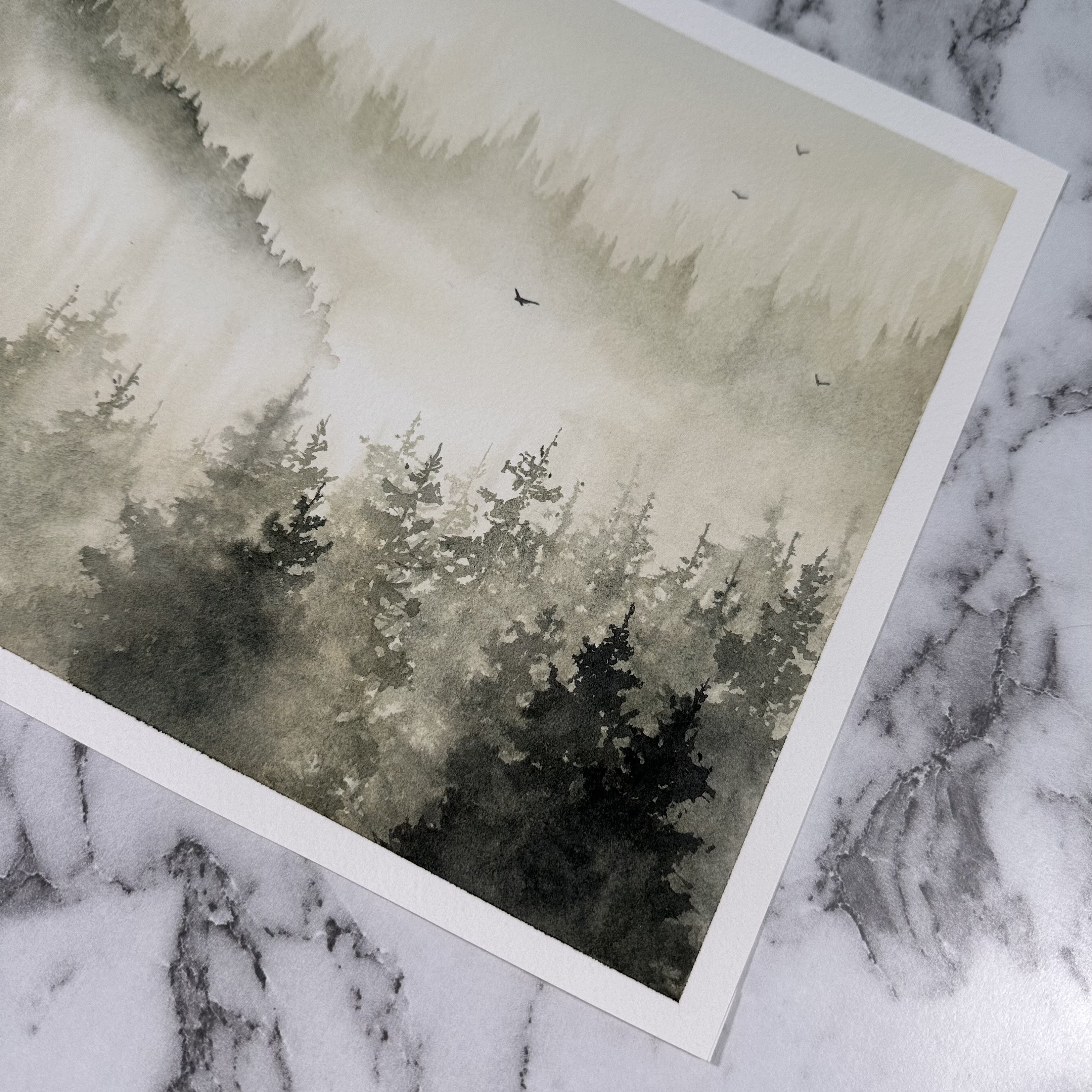 Misty Forest Original Watercolor Painting Moody Art Gift Nature Lover ...