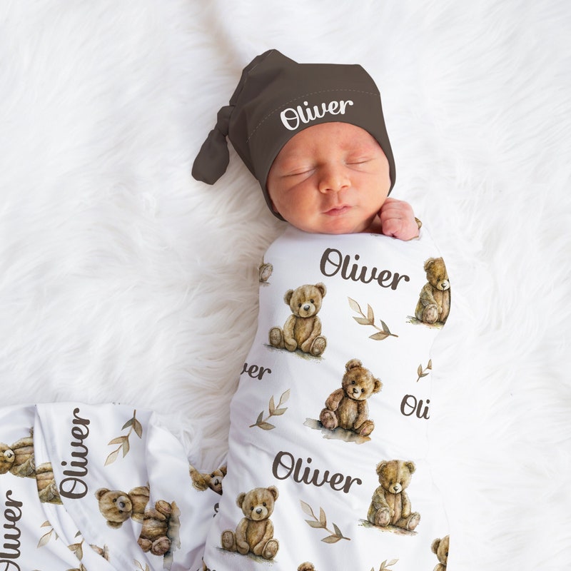 Teddy Bear Customized Swaddle - Etsy