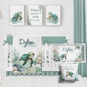 Personalized Sea Turtle Swaddle Set -custom Baby Boy Blanket Hat Set ...