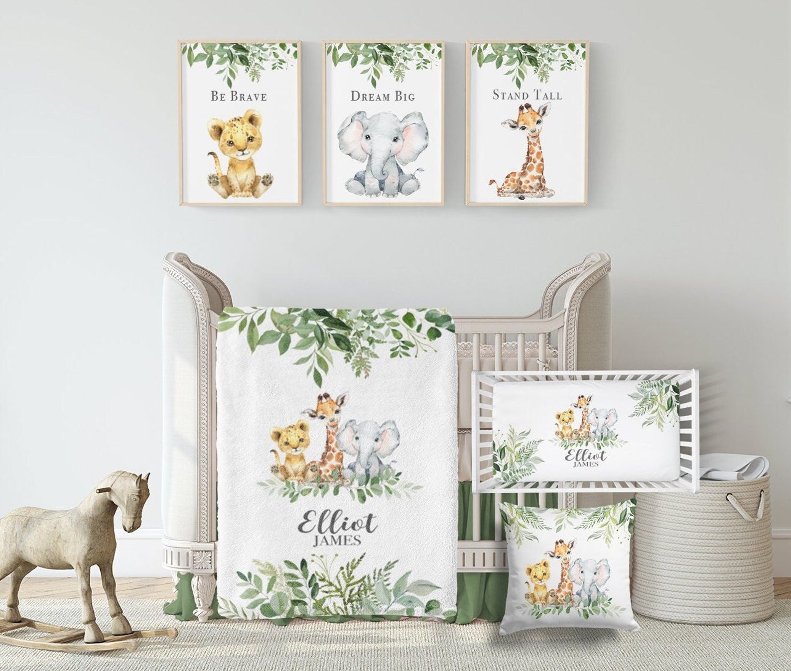 Safari Animal Crib Bedding Set -personalized Baby Boy Blanket With ...