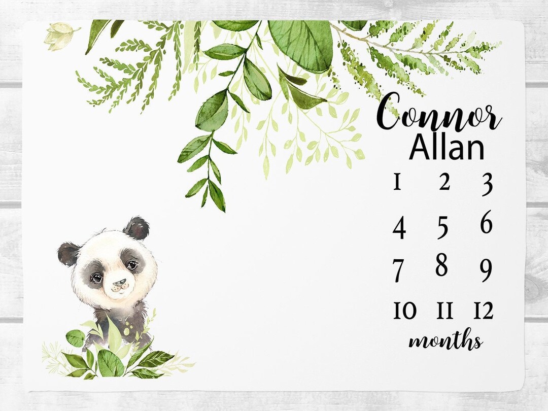 Baby Milestone Blanket, Panda Milestone Blanket, Personalized Baby Boy ...