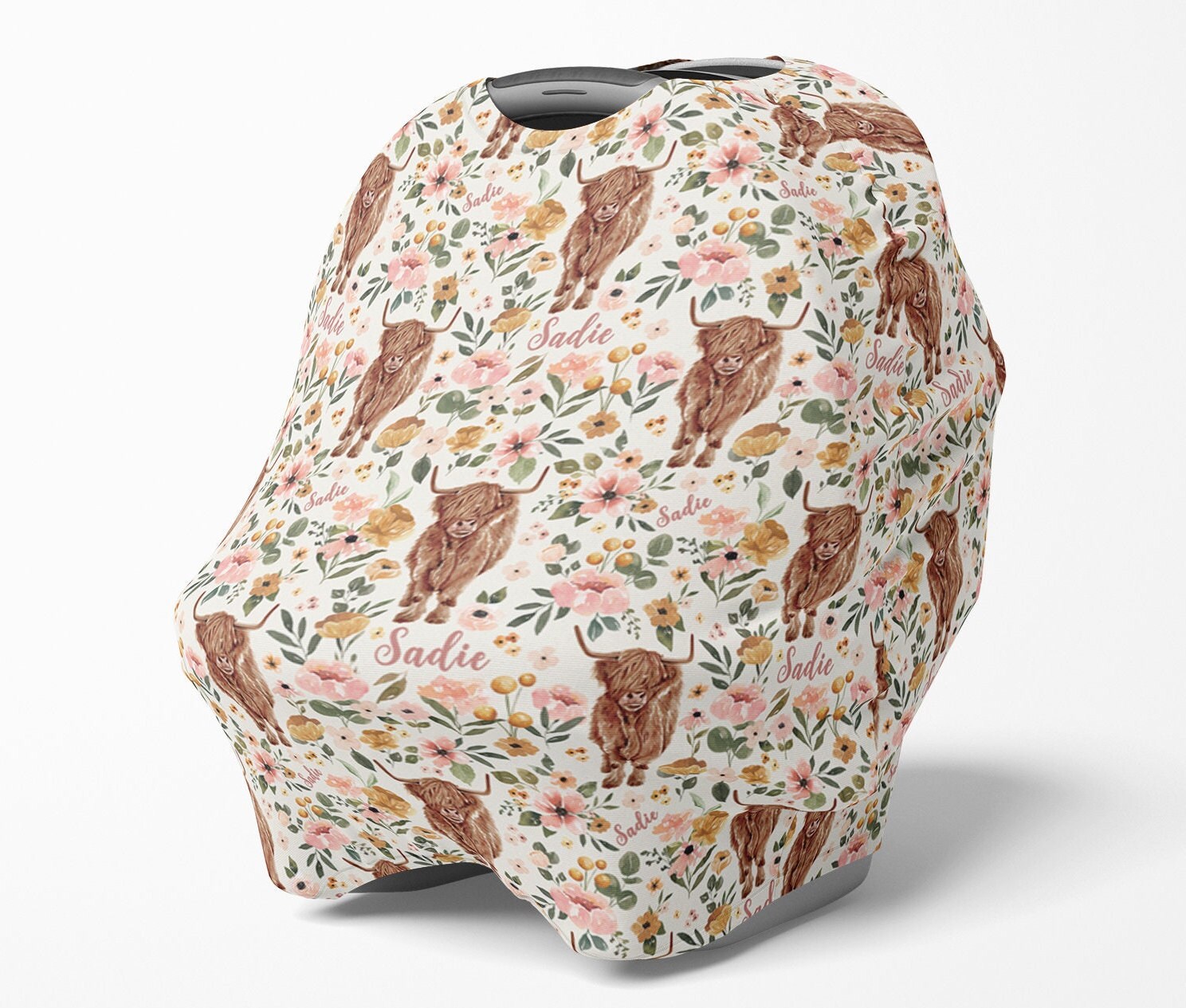 Floral Highland Cow Crib Sheet With Name Personalized Crib - Etsy