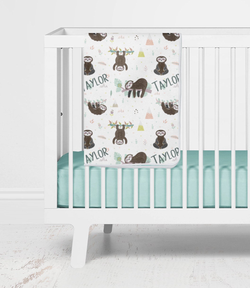 Personalized Sloth Baby Blanket Boy Baby Name Blanket | Etsy