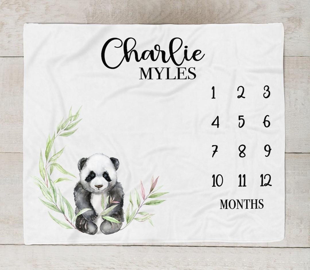 Panda Baby Milestone Blanket, Personalized Baby Boy Girl Monthly ...