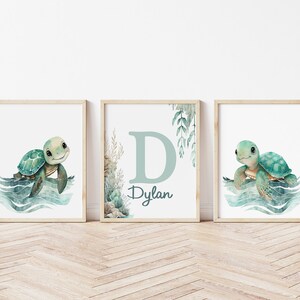 Baby Sea Turtle Nursery Wall Art, Under the Sea Decor -set of 3 Ocean ...