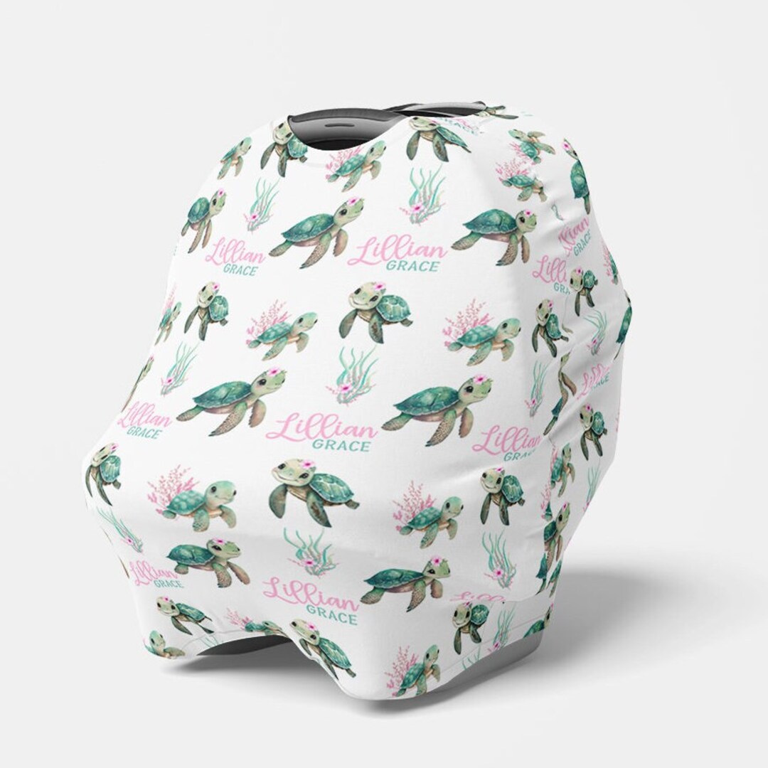 Girl Sea Turtle Carseat Cover- Personalized Baby Girl Ocean Car Seat ...