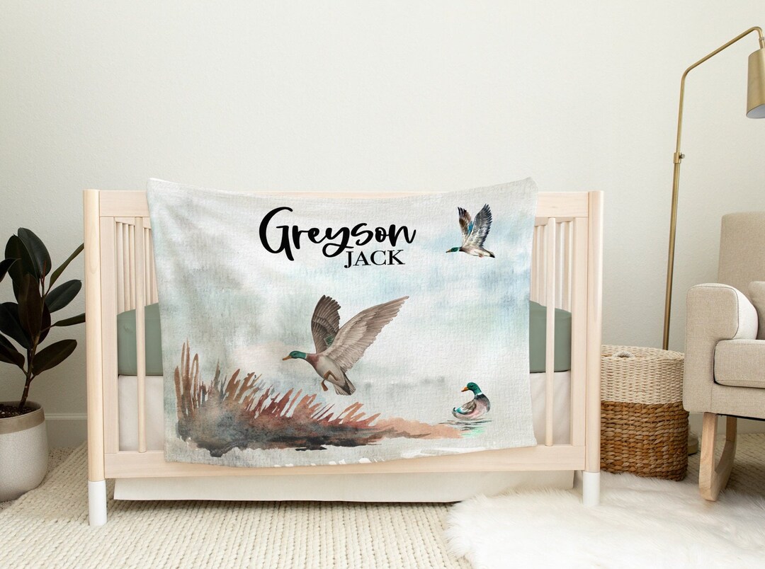 Personalized Duck Blanket- Custom Baby Boy Mallard Blanket - Hunting ...