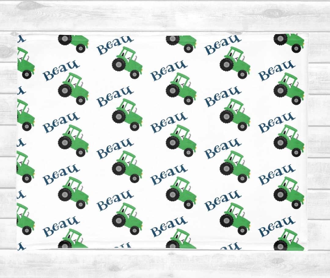 Personalized Tractor Baby Blanket Boy / Custom Farm Baby Name Blanket ...