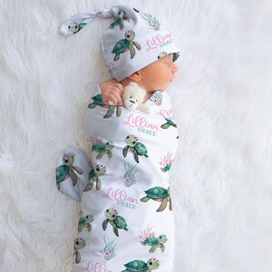Baby Girl Sea Turtle Crib Bedding Set - Girl Ocean Nursery Bedding Set ...