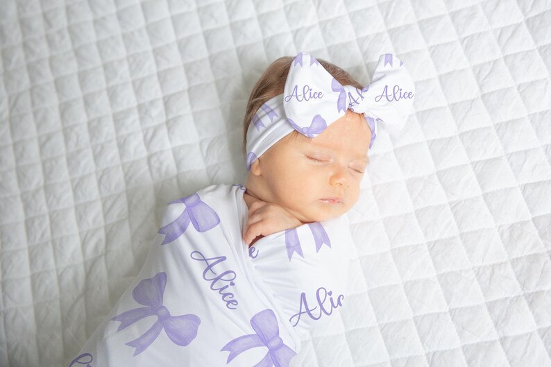 Personalized Purple Bow Crib Bedding Set | Coquette Baby Girl Nursery ...