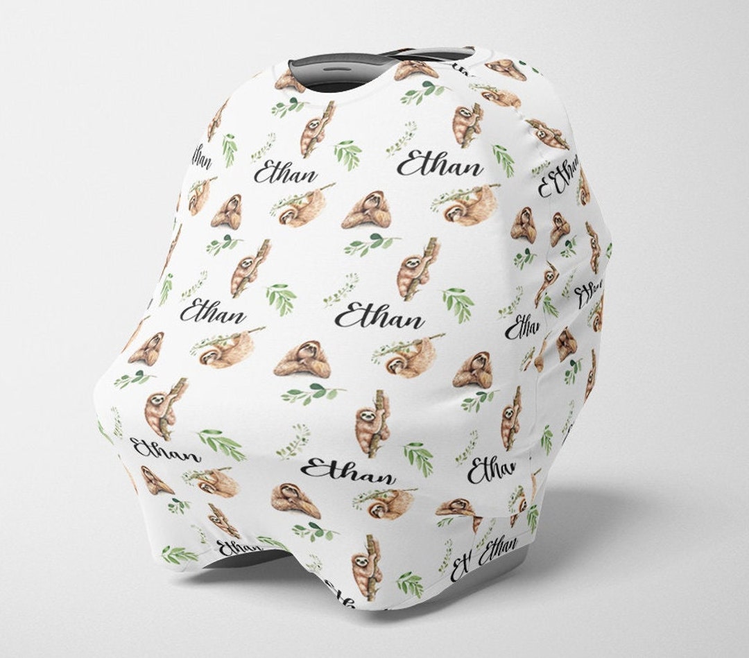 Sloth Car Seat Canopy, Personalized Sloth Carseat Cover, Custom Sloth ...