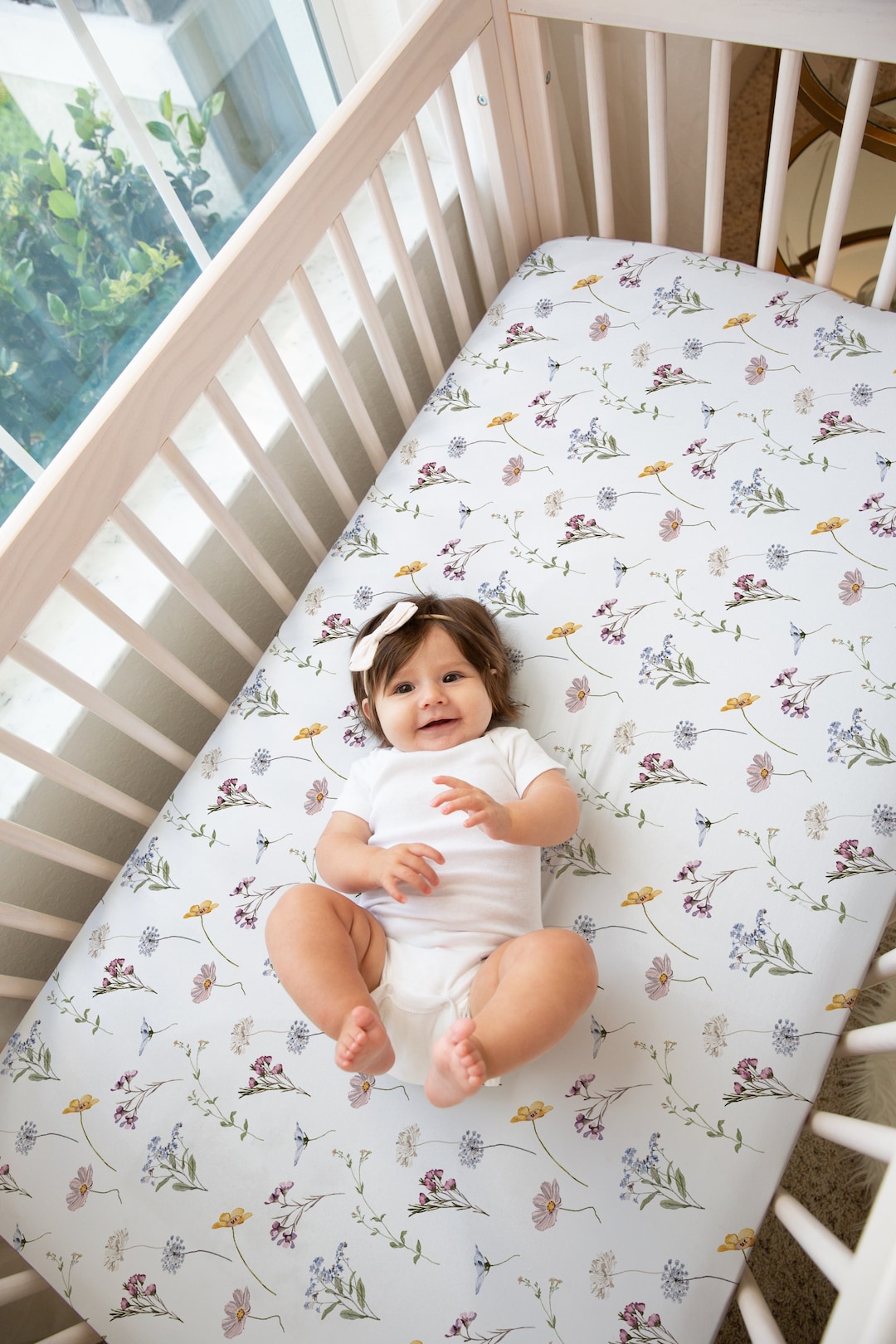 Custom Wildflower Crib Sheet Boho Floral Crib Bedding Wildflower Baby ...