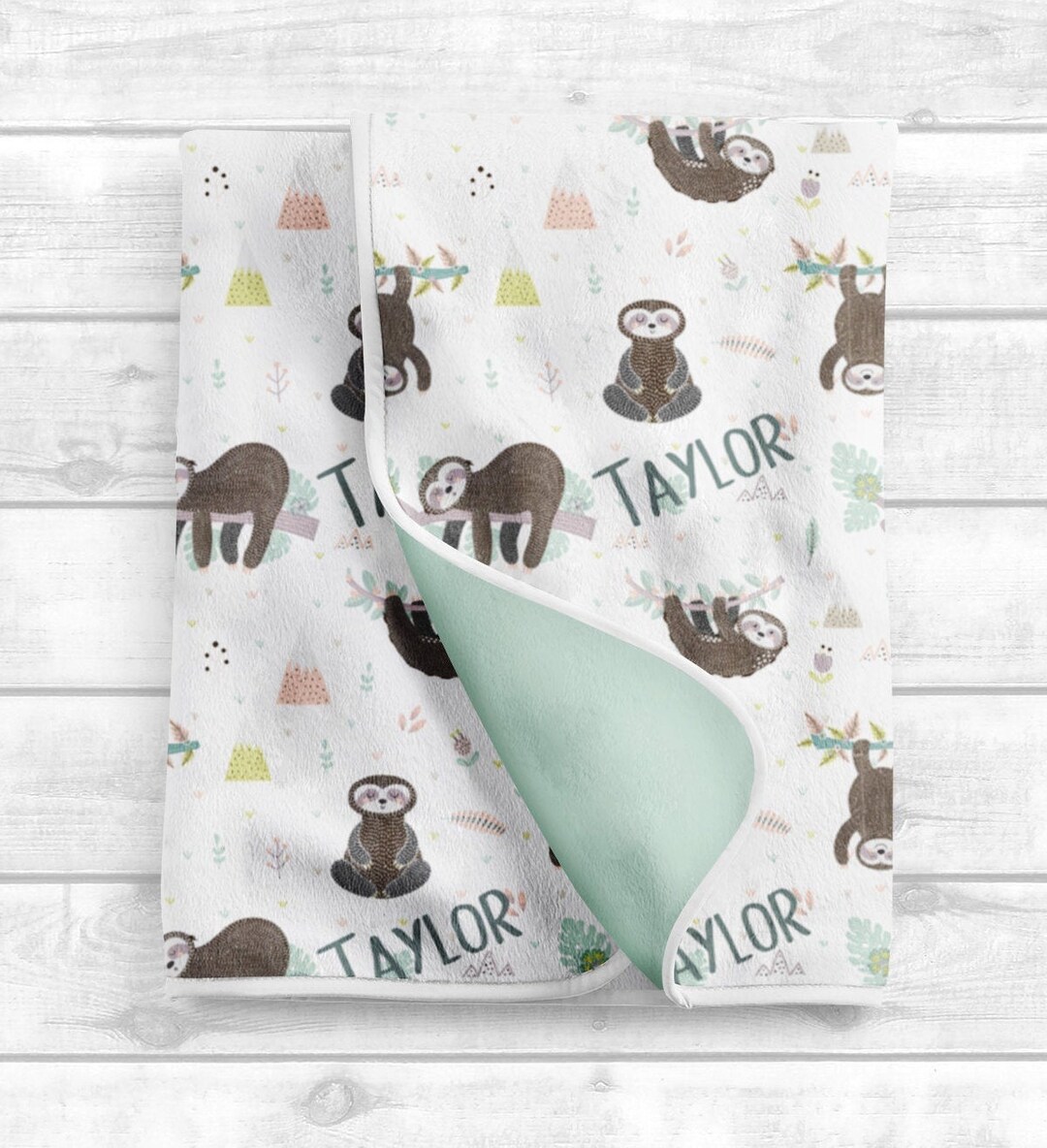 Personalized Sloth Baby Blanket Boy, Baby Name Blanket, Hospital Take ...