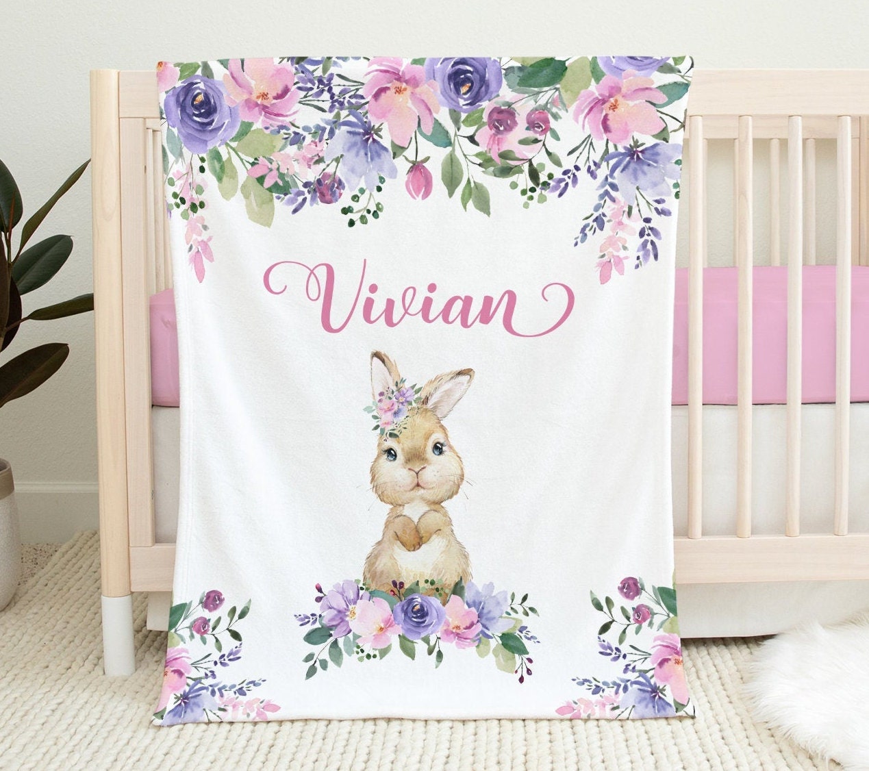 Personalized Baby Girl Blanket Bunny Baby Blanket Baby | Etsy