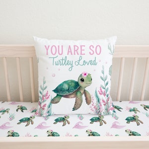 Baby Girl Sea Turtle Crib Bedding Set - Girl Ocean Nursery Bedding Set ...