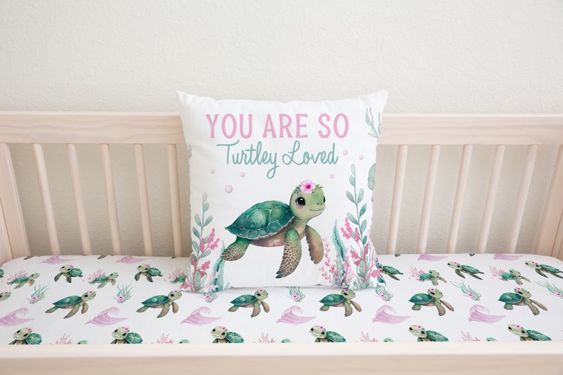 Baby Girl Sea Turtle Crib Bedding Set - Girl Ocean Nursery Bedding Set ...