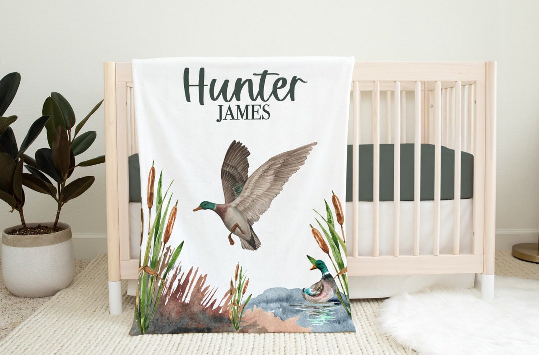 Personalized Mallard Duck Blanket- Custom Duck Hunting Baby Boy Blanket ...