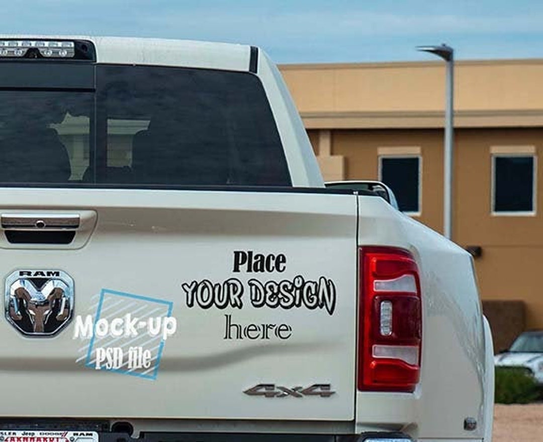 JPG PSD Vinyl Decal / Sticker Rear Window Car Mockup, 4x4 Window Mockup ...