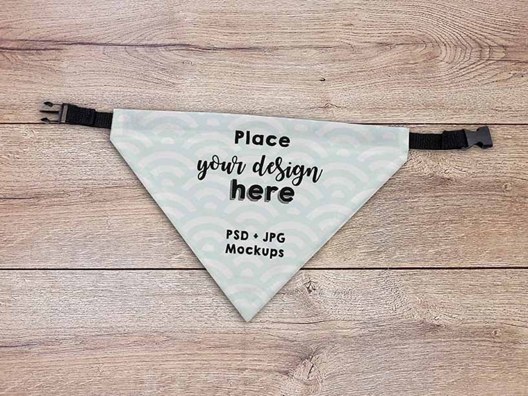 JPG PSD Sublimation Pet Bandana With Collar Mockup, Flat Template ...