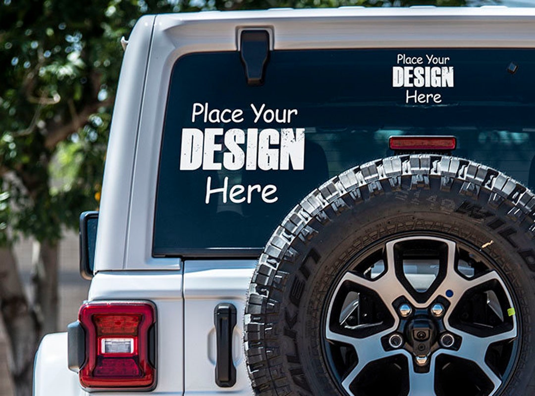 JPG PSD Vinyl Decal / Sticker Rear Window Car Mockup, 4x4 Window Mockup ...