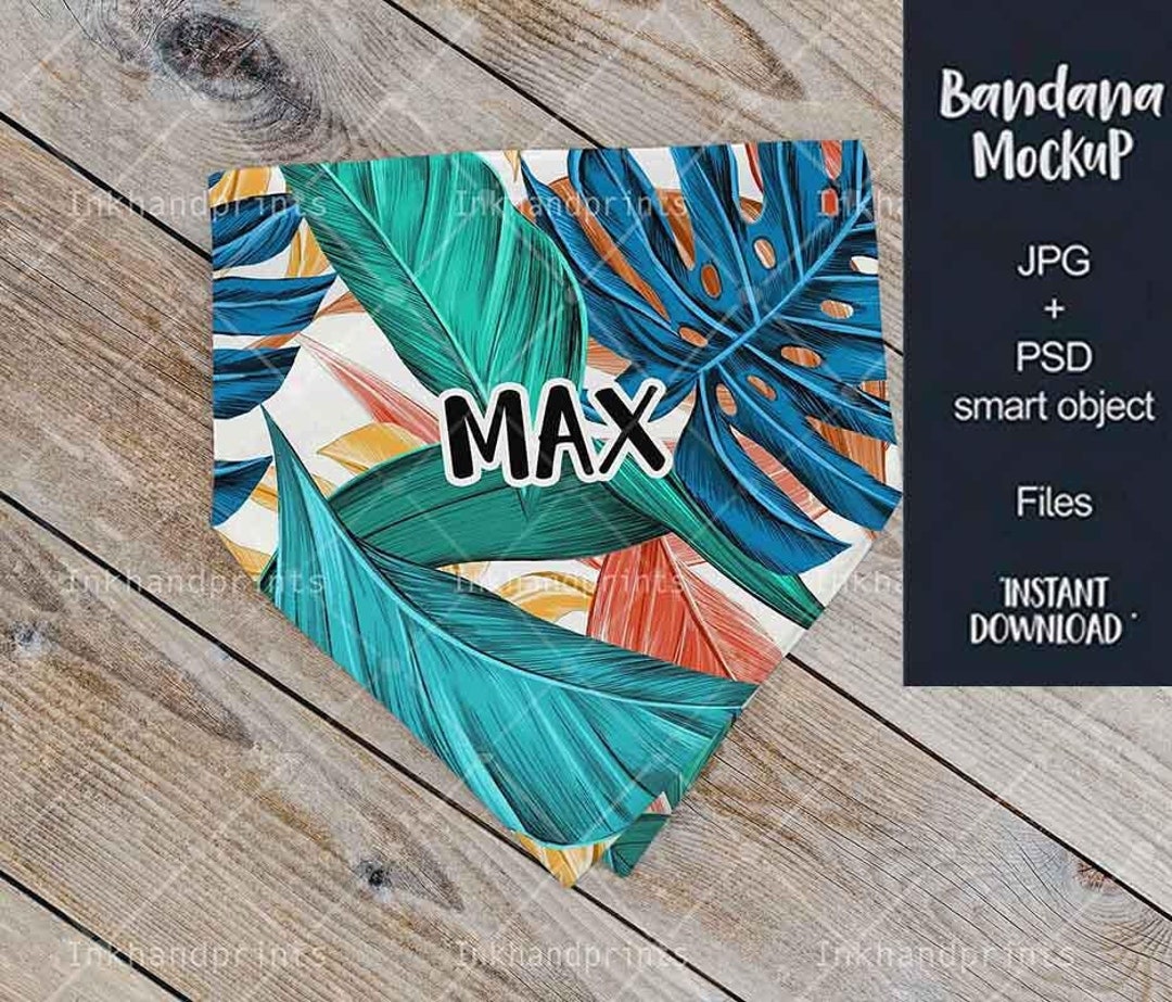 Pet Bandana Mockup: Flat Lay Folded Template (PSD, JPG) - Etsy