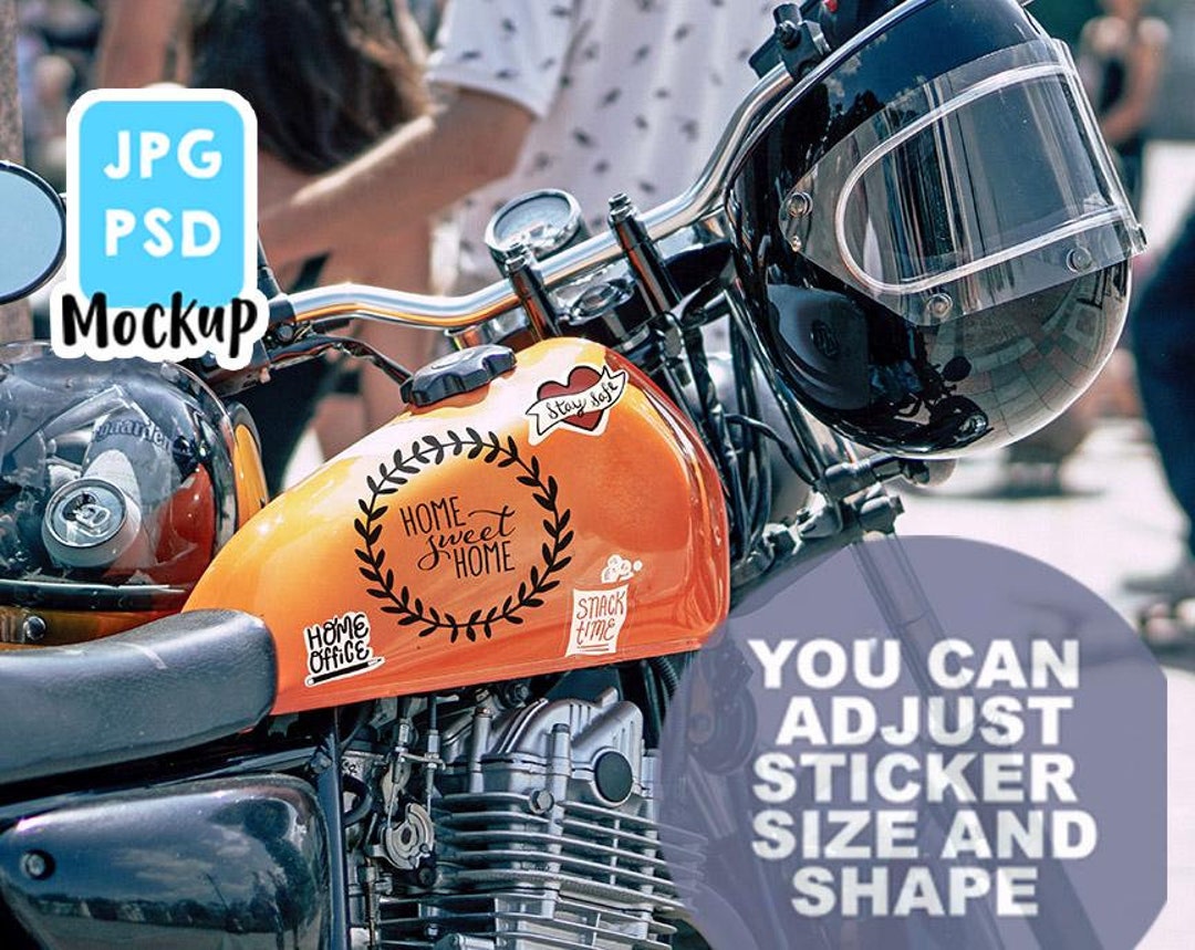 JPG + PSD Motorcycle Vinyl Decal / Sticker Mockup,mockup for Svg Vinyl ...