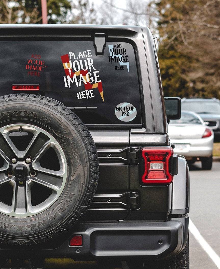 JPG PSD Vinyl decal / sticker Rear Window Car Mockup 4x4 | Etsy