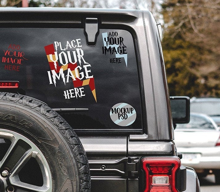 JPG PSD Vinyl Decal / Sticker Rear Window Car Mockup 4x4 - Etsy