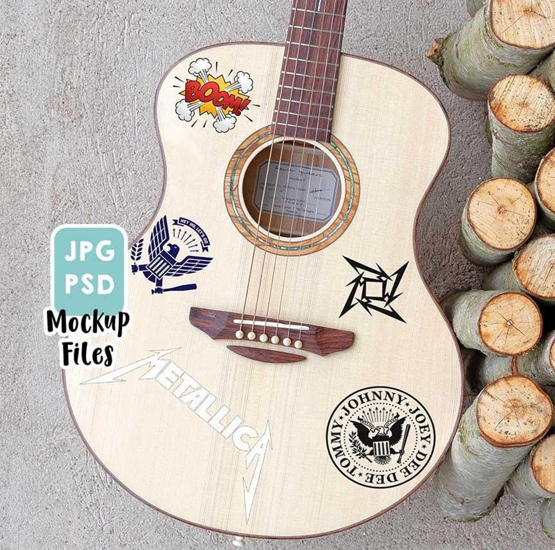Guitar Sticker Mockup: Vinyl Decal, Laptop, Desktop (PSD + JPG) - Etsy