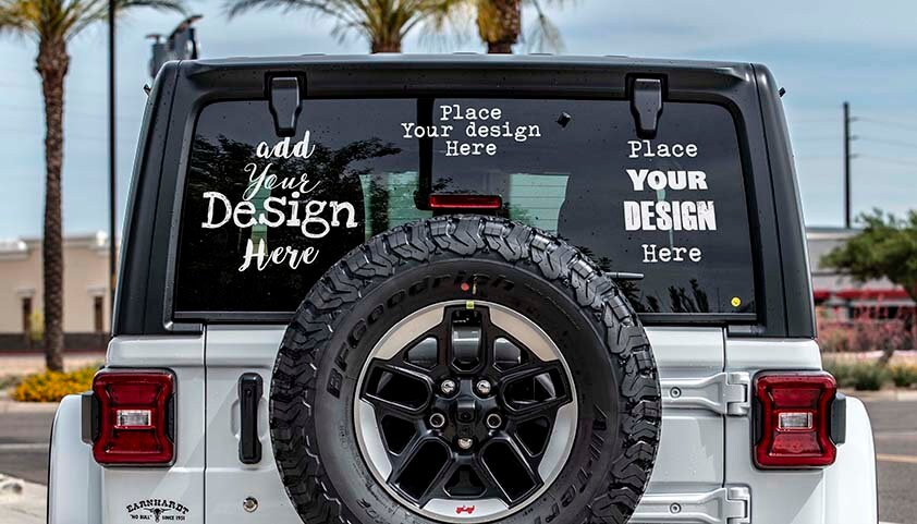 JPG PSD Vinyl decal / sticker Rear Window Car Mockup 4x4 | Etsy