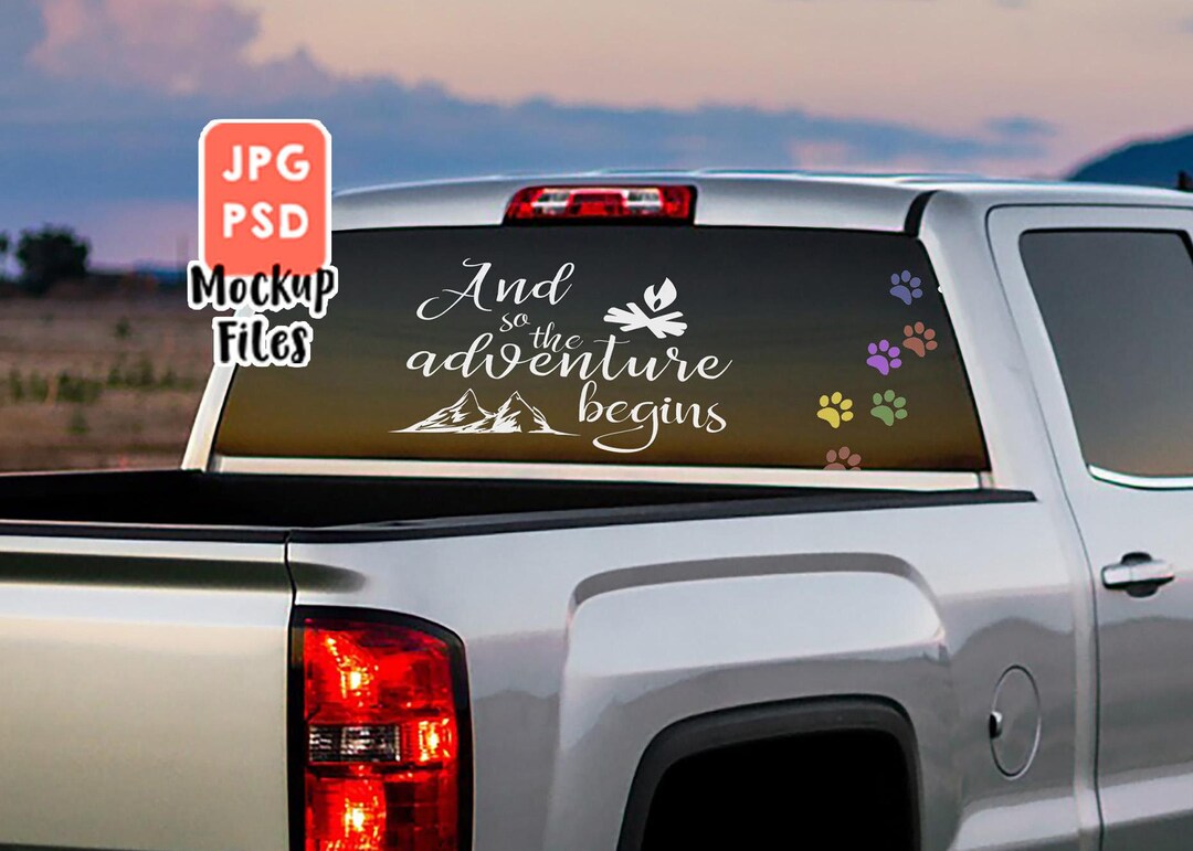 JPG + PSD Vinyl Decal / Sticker Rear Window Car Mockup, 4x4 Window ...