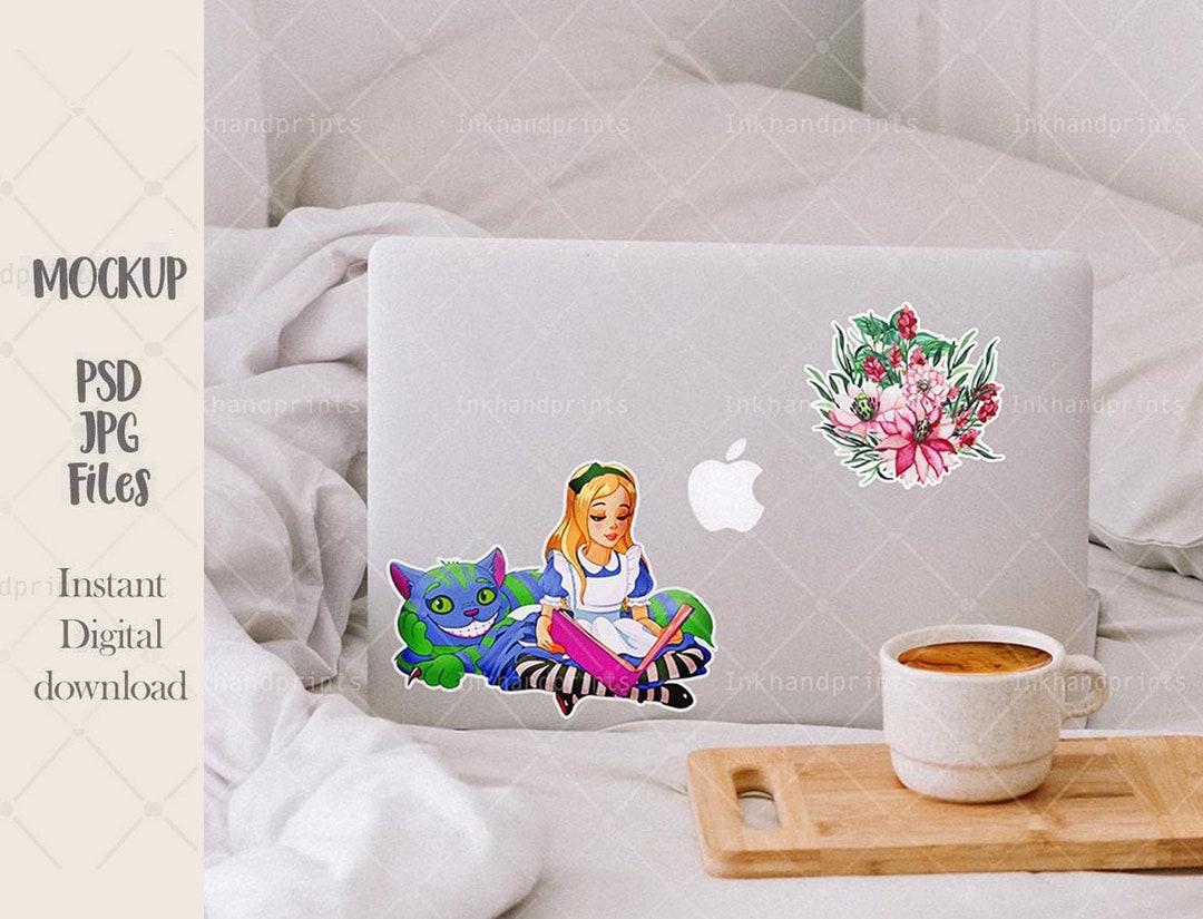 JPG PSD Vinilo calcomanía Mockup, pegatina pc MacBook Mockup, SVG ...
