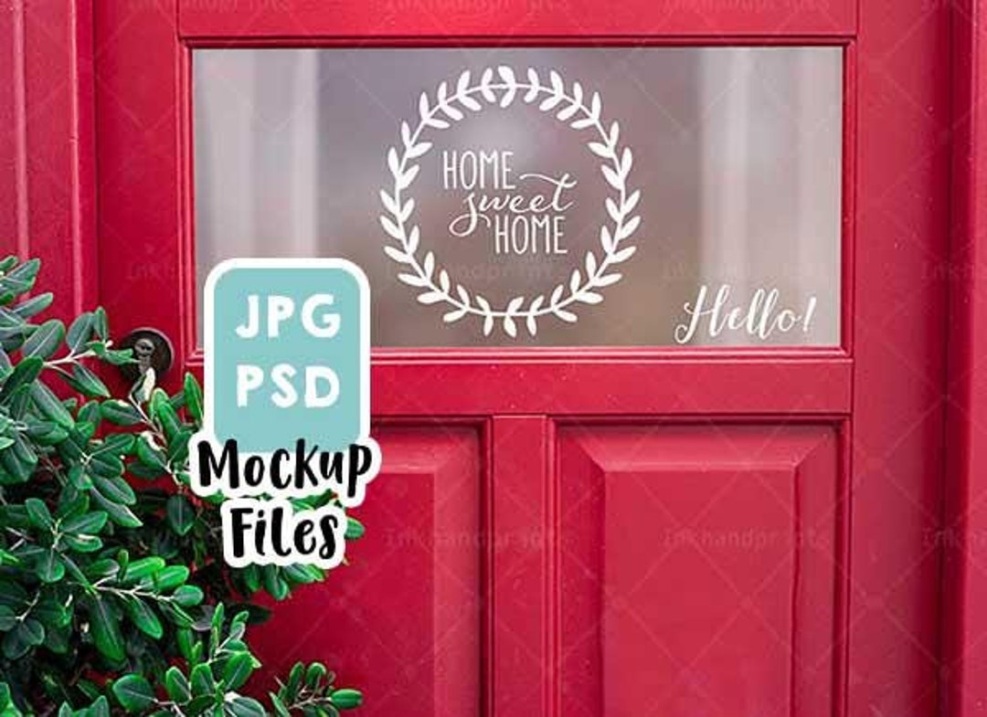 JPG +PSD Front Door Decal Vinyl Decal / Sticker, Glass Door Mockup ...