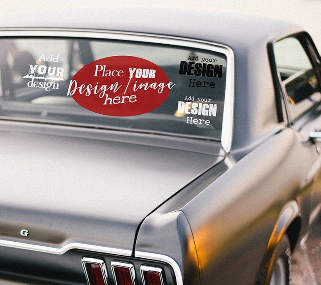 JPG PSD Vinyl Decal / Sticker Rear Window Car Mockup, Vinyl Car Decal ...