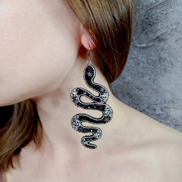 Silver Snake Earrings - Etsy