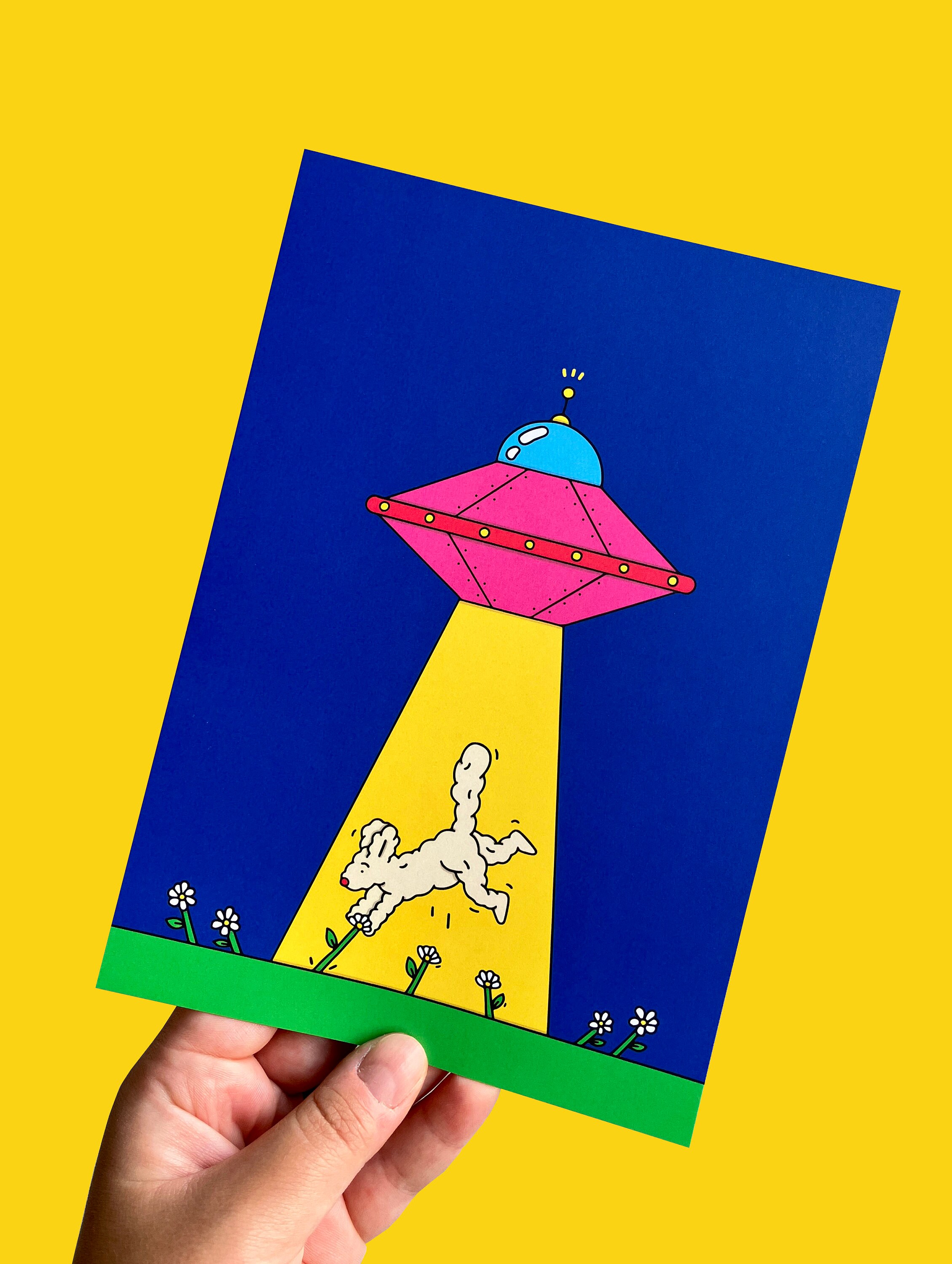 UFO Mini Print A5 Mini Poster Art Print Illustration Card Abstract ...